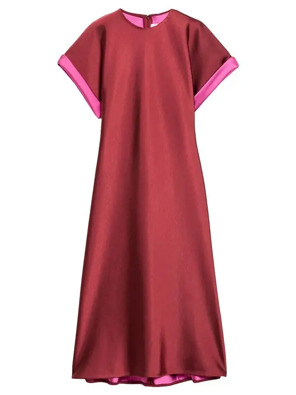 Carolina Herrera Satin Midi Dress - Crimson