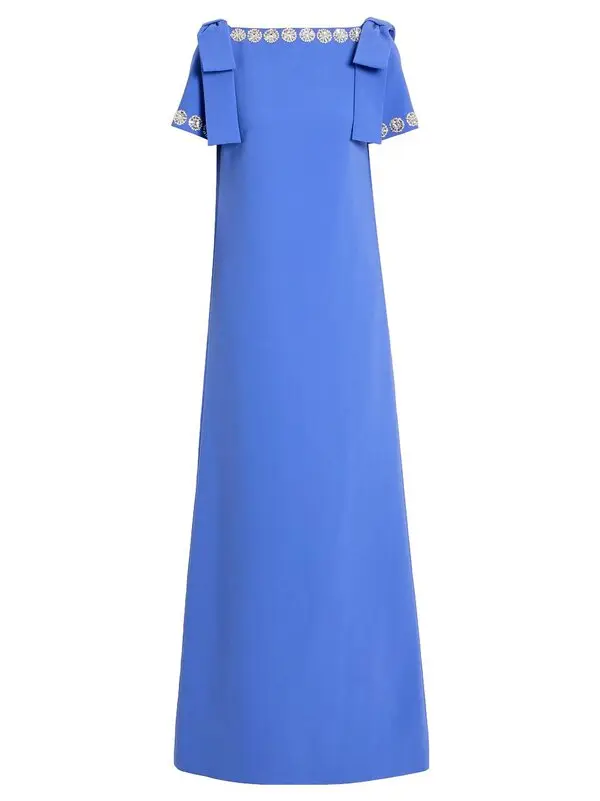 Carolina Herrera Crystal-embellished Crepe Gown - Light Blue