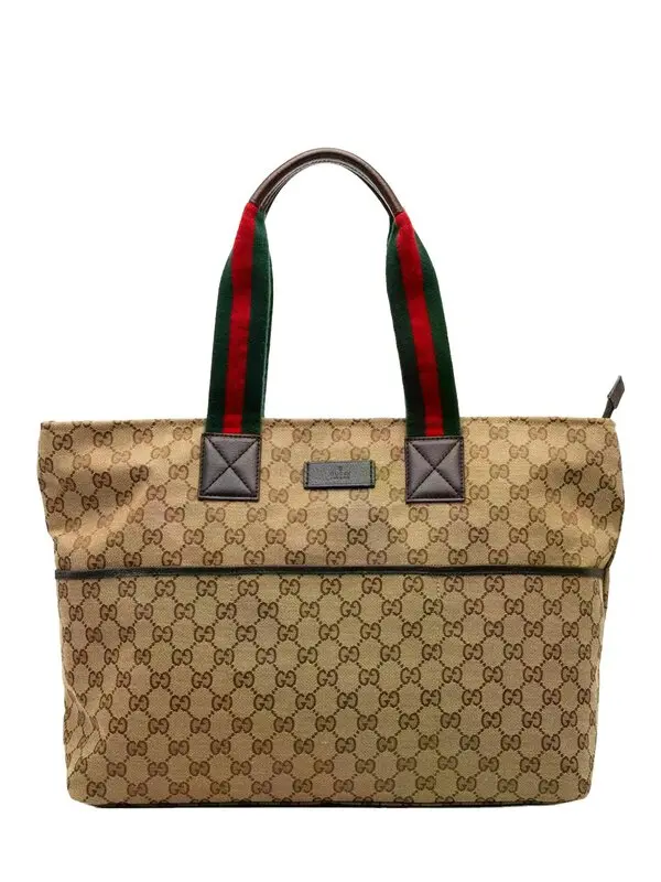 Gucci Gg Canvas Web Tote - Brown