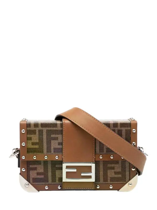 Fendi Mini Zucca Coated Canvas Trunk Baguette - Brown