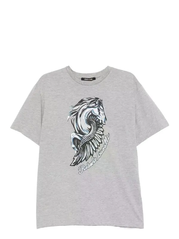 Roberto Cavalli Graphic-print Crew-neck T-shirt - Grey
