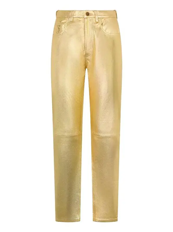 Philosophy Di Lorenzo Serafini Leather Button Trousers - Gold