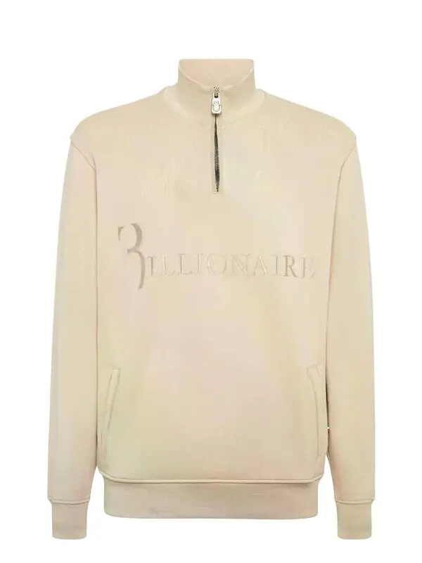 BILLIONAIRE Logo-print Half-zip Sweatshirt - Neutrals