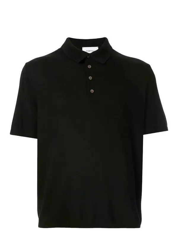 PORTS V Knitted Polo Shirt - Black