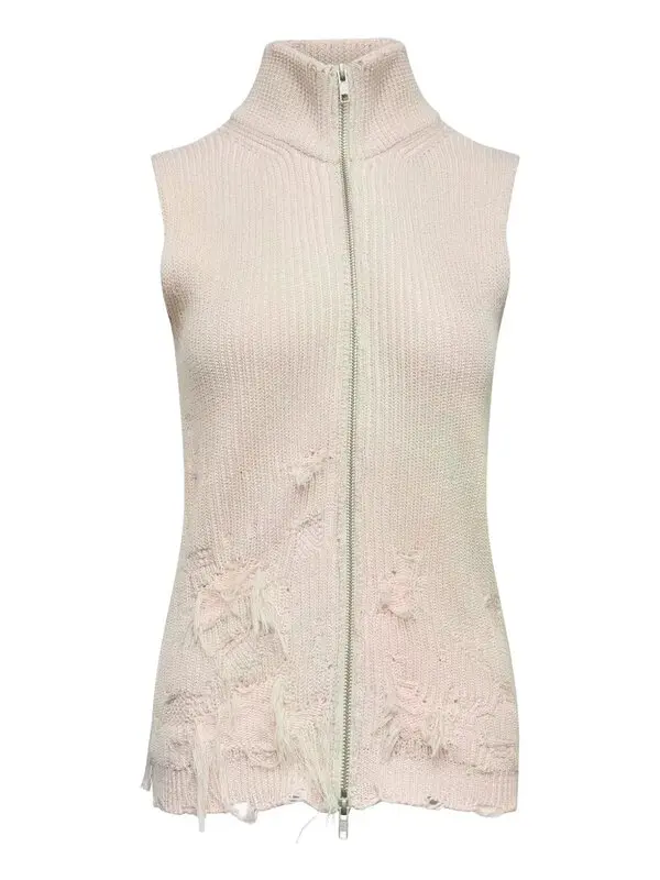 MAISON MARGIELA Knitted Zip-up Vest - Pink