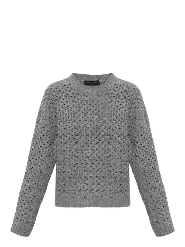Fabiana Filippi Embellished Open-knit Sweater - Grey