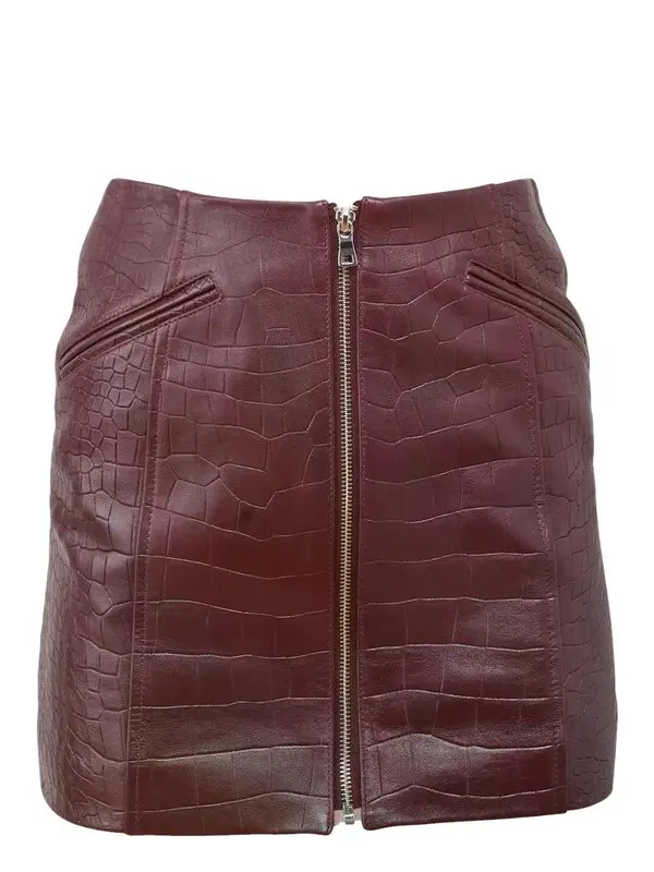 FLEUR DU MAL Piper Crocodile-effect Skirt - Red