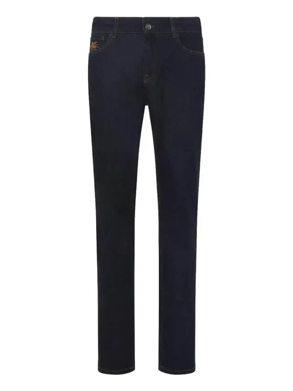 Etro Logo-embroidered Five-pocket Jeans - Blue
