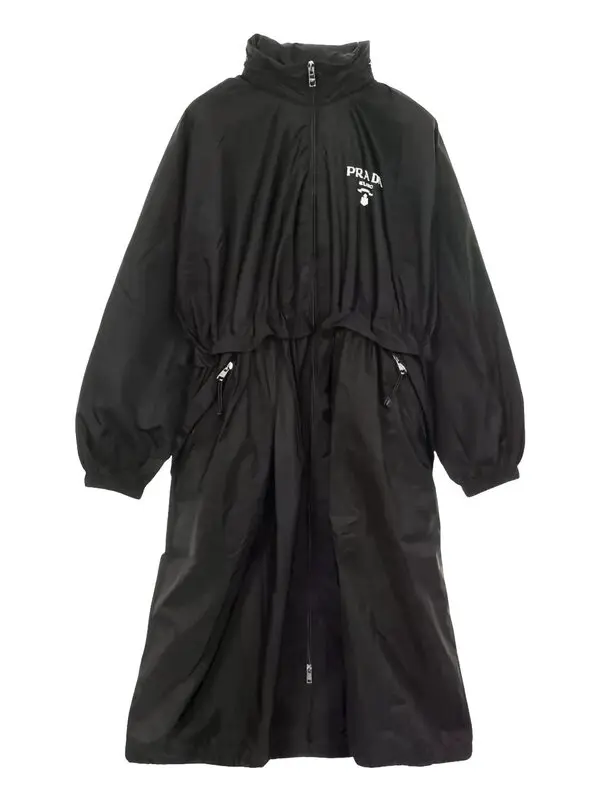 Prada 2000s Logo-print Hooded Raincoat - Black