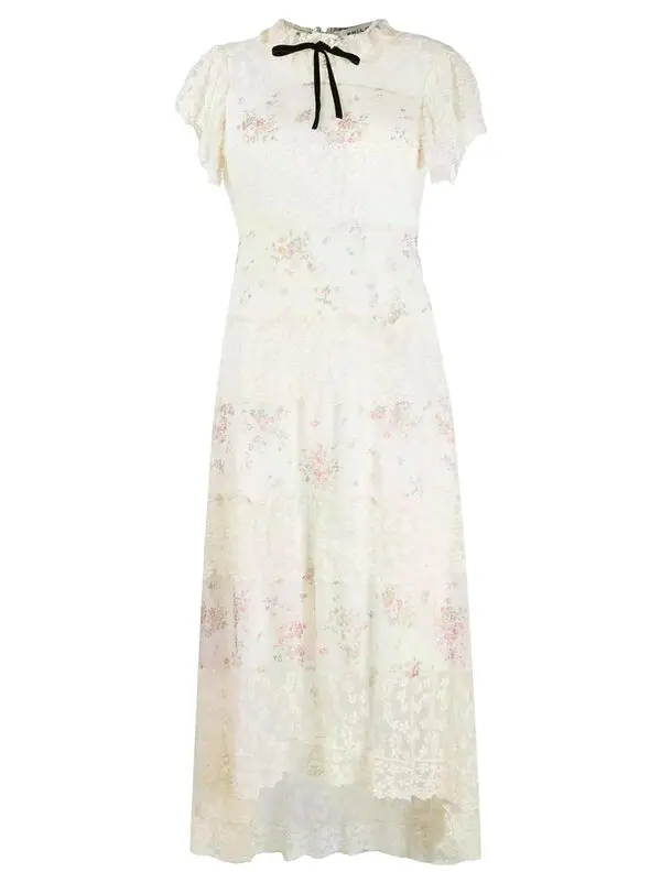Philosophy Di Lorenzo Serafini Lace-insert Floral Midi Dress - Neutrals
