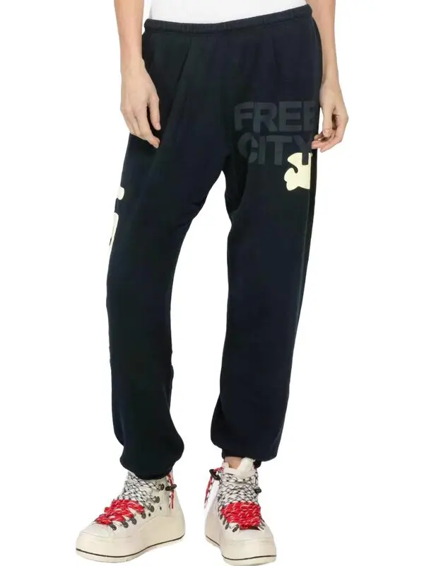 FREECITY Lettering-print Track Pants - Black