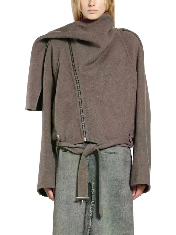 Rick Owens Scarf-detail Jacket - Brown