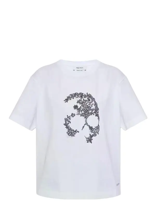 Alexander McQueen Lace Skull T-shirt - White