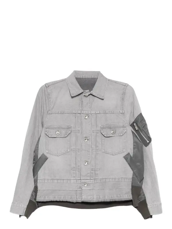 Sacai Twill-patch Denim Jacket - Grey