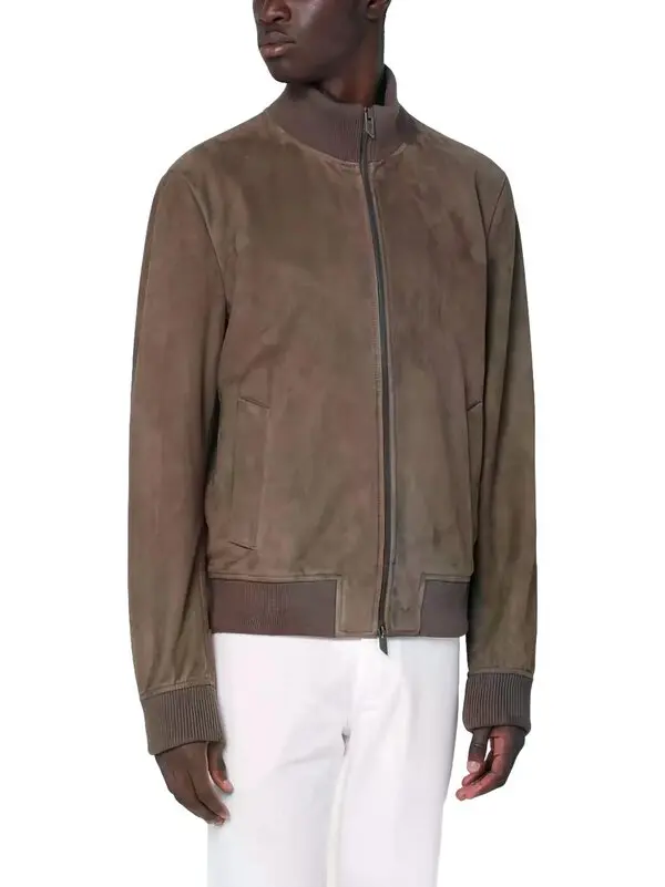 SALVATORE SANTORO Zip-up Bomber Jacket - Brown