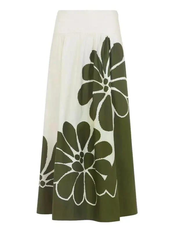 Farm Rio Floral-print Midi Skirt - White