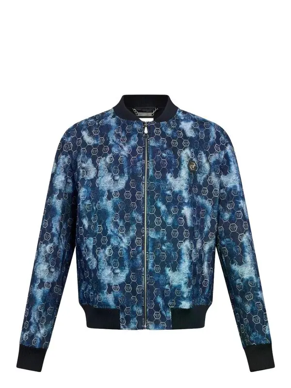 Philipp Plein Monogram-jacquard Bomber Jacket - Blue