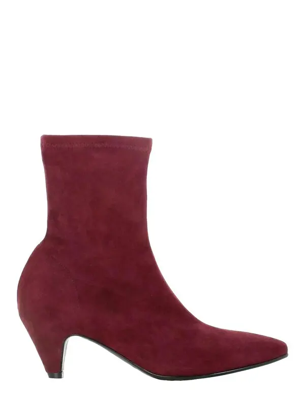 DEL CARLO Side-zip Suede Ankle Boots - Red