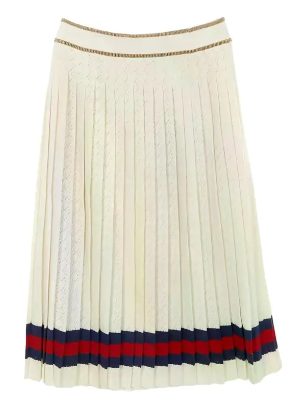 Gucci Web-detail Pleated Skirt - Neutrals