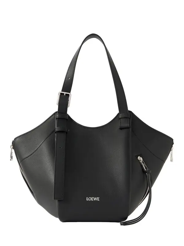 Loewe Hammock Flip Leather Tote - Black