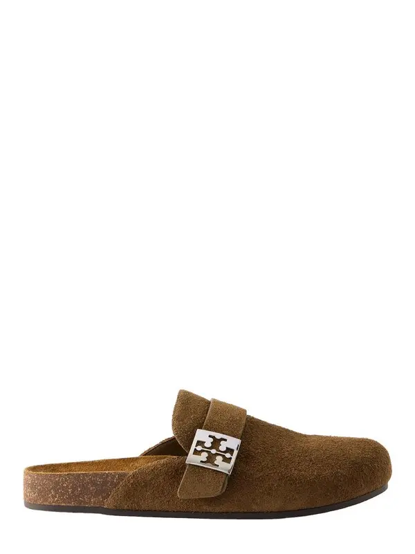 Tory Burch Mellow Embellished Suede Clogs - Brown
