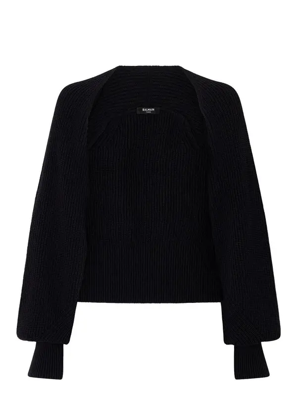 Balmain Ribbed-knit Cardigan - Black