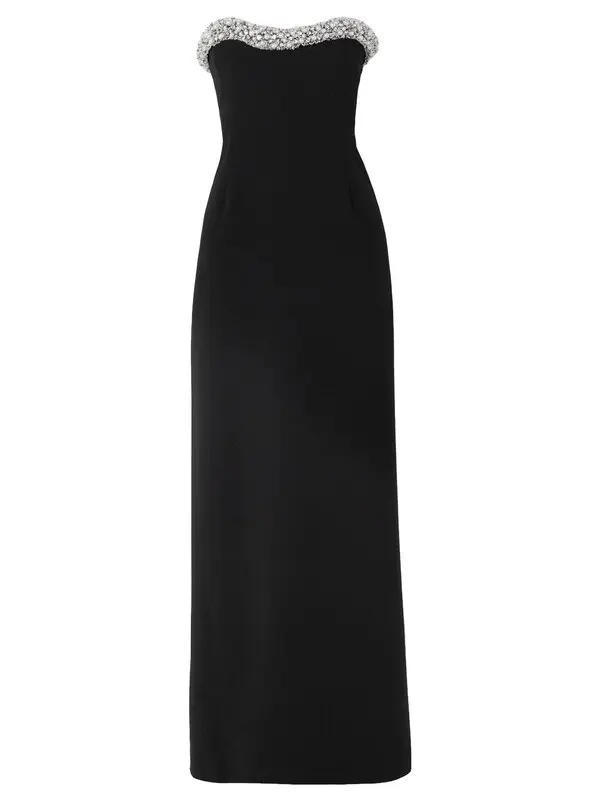 Simkhai Riona Strapless Embellished Crepe Gown - Black