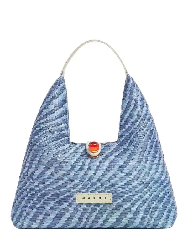Marni Wavy-pattern Cabochon-trapeze Tote Bag - Blue