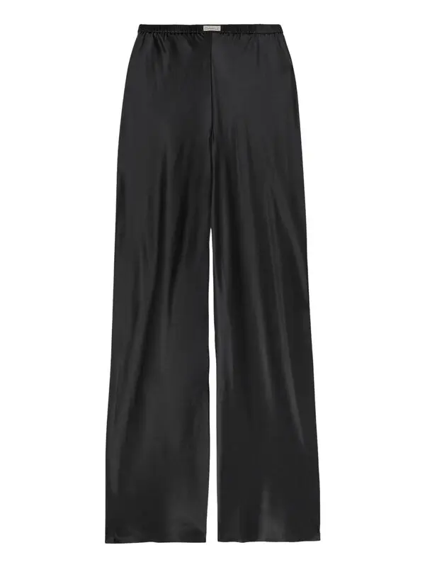 Comme Si Appliquéd Silk-charmeuse Straight-leg Pants - Black