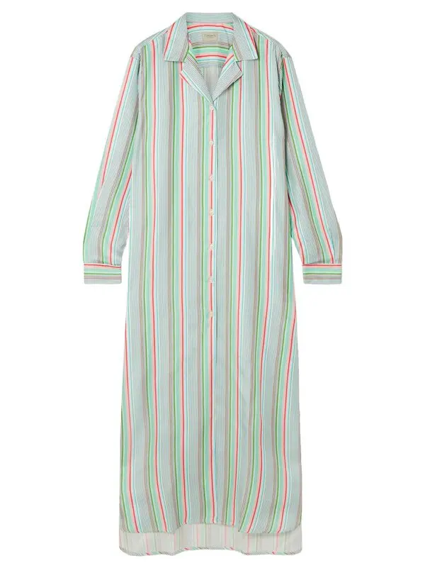 Comme Si Striped Silk-twill Midi Shirt-dress - Multi