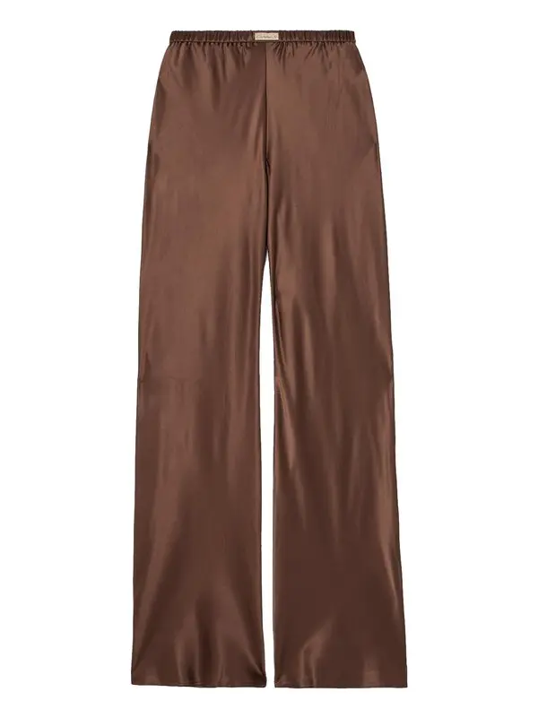 Comme Si Appliquéd Silk-charmeuse Straight-leg Pants - Brown