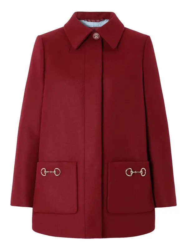 Gucci Horsebit-embellished Wool-twill Coat - Burgundy