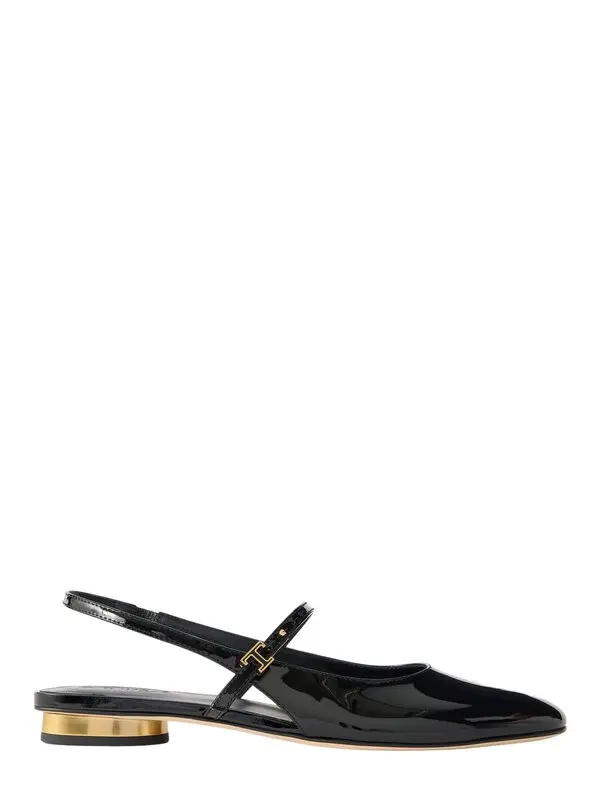 TOD'S Patent-leather Mary Jane Slingback Flats - Black