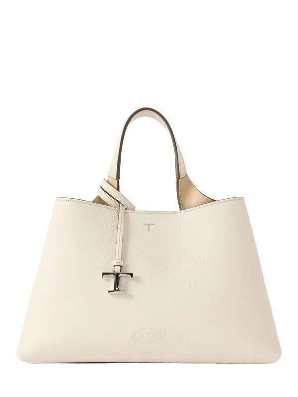 TOD'S Small Textured-leather Tote - Off-white