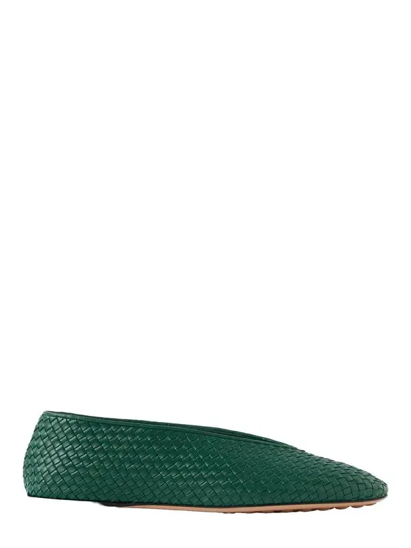 Bottega Veneta Intrecciato Leather Ballet Flats - Green