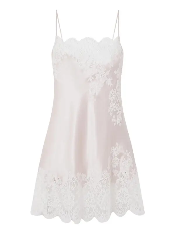 Carine Gilson Lace-trimmed Silk-satin Nightdress - Pink
