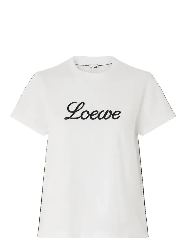 Loewe Embroidered Cotton-jersey T-shirt - White