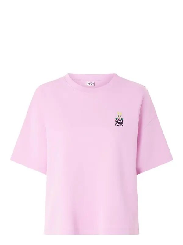 Loewe Louis Wain Embroidered Cotton-blend Jersey T-shirt - Pink