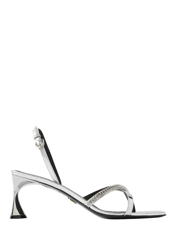 Stella McCartney Elsa Embellished Mirrored Slingback Sandals - Silver