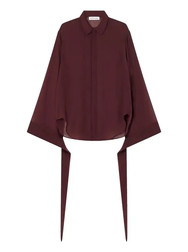 THE FRANKIE SHOP Verlin Tie-detailed Chiffon Shirt - Burgundy
