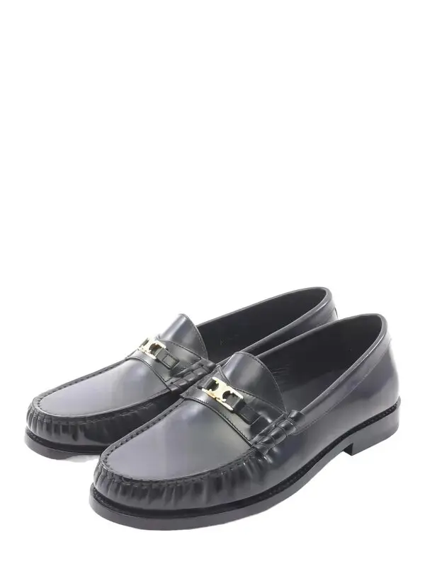 Celine Luco Triomphe Leather Loafers - Black