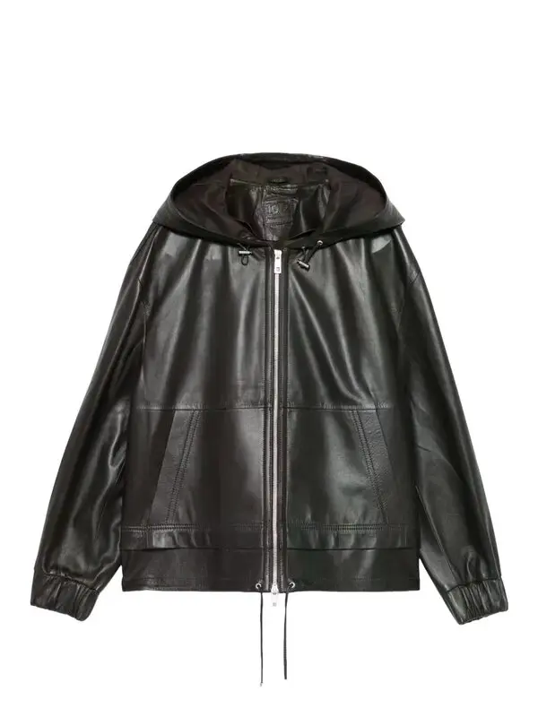 DESA 1972 Hooded Leather Jacket - Brown