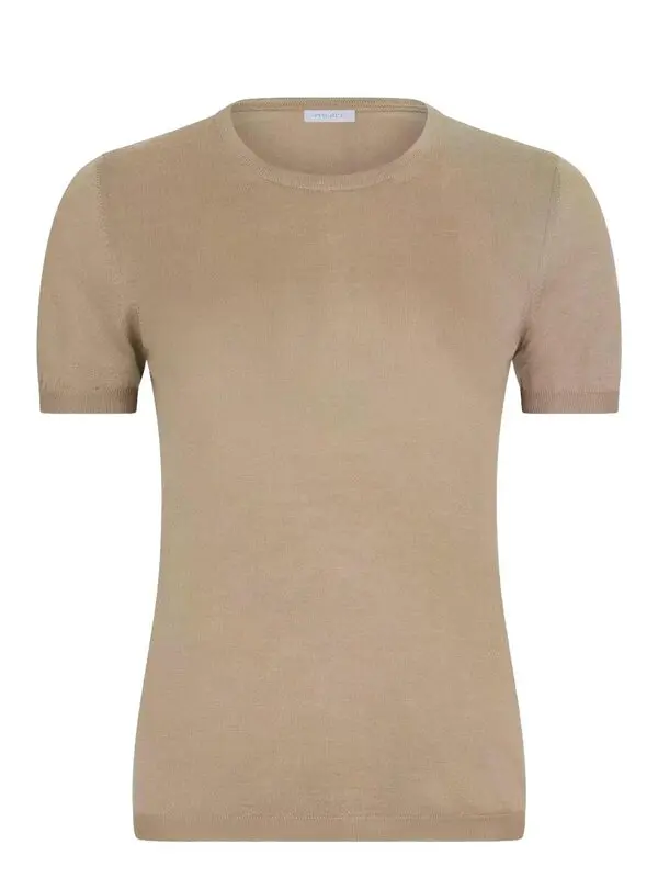 Malo Short-sleeve Fine-knit Top - Neutrals