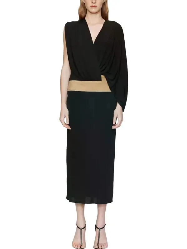 Christopher Esber Contour Suede Swaddle Midi Dress - Black