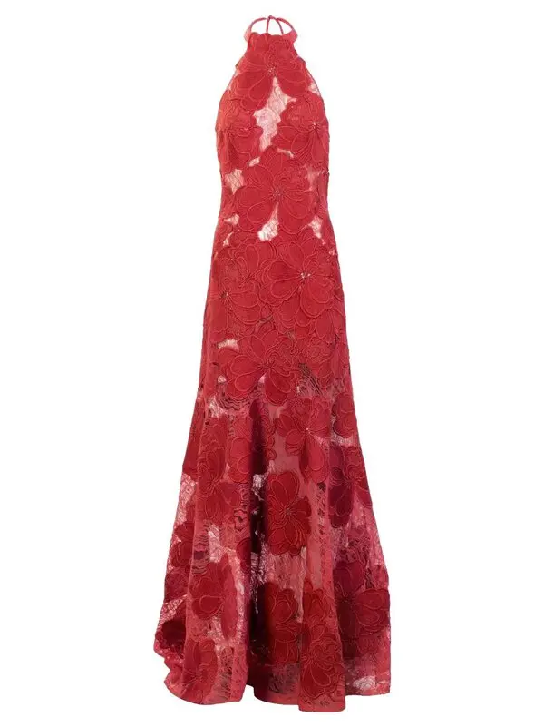 Silvia Tcherassi Mab Floral Lace Maxi Dress - Red