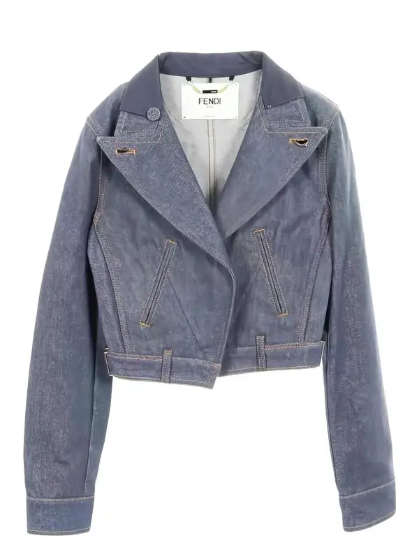 Fendi 2010's Logo Denim Jacket - Blue
