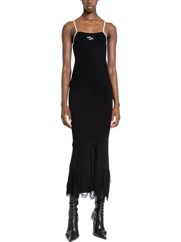 SSHEENA Frayed Kanotta Dress - Black