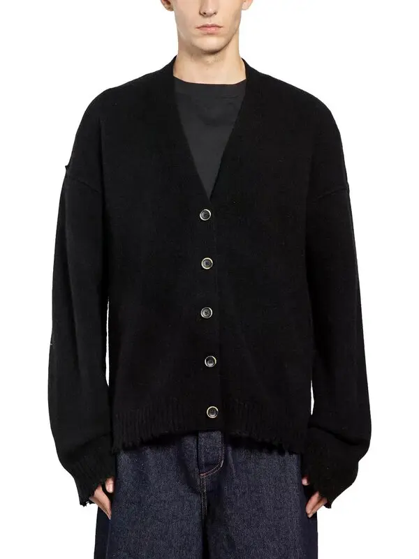 UMA WANG Frayed Over Cardigan - Black