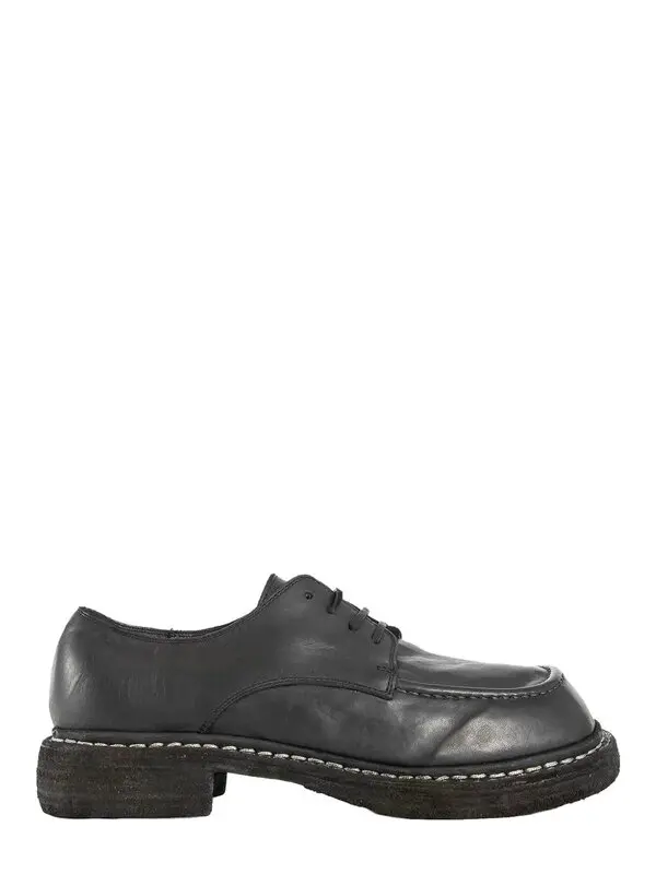 Guidi Leather Derby Shoes - Black