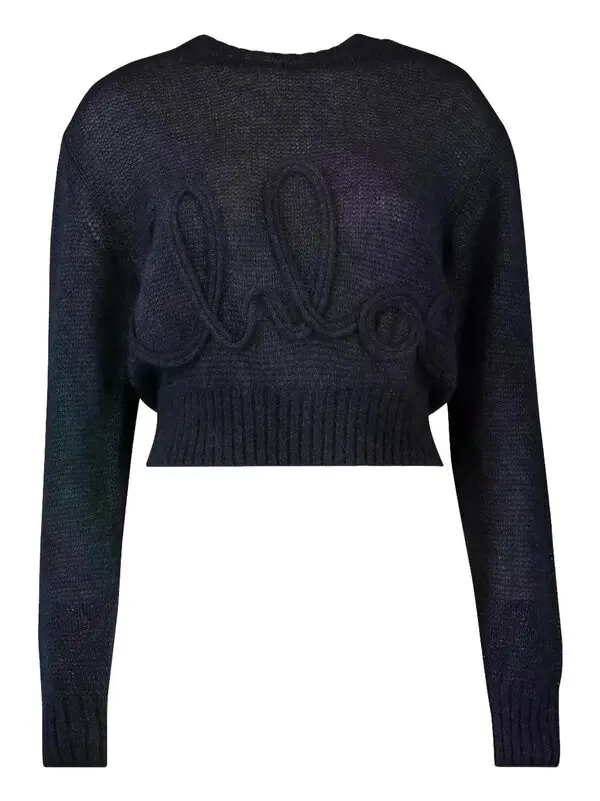 Chloé Cropped Crew-neck Sweater - Blue